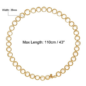 WHIPPY O-Ring Metal Waist Chain Belt Women Adjustable Body Link Belts Fashion Belly Jewelry for Jeans Dresses Gold XL