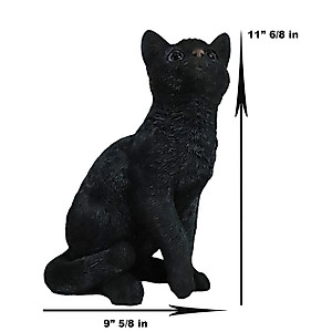 Ebros Large Lifelike Pawing Mystical Black Cat Statue 11.75" Tall with Glass Eyes Hand Painted Realistic Feline Cat Figurine Crazy for Cats Decor Sculpture Home Decorations Pet Memorial