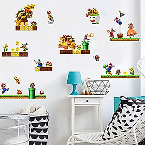 Brothers Wall Decals Build Scene Wall Stickers Peel and Stick Video Game Wall Art Decor Decals for Kids Boys Room Nursery Living Room and Door