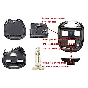 Horande Replacement Key Fob Case Shell fits for Lexus ES GS GX is LS LX RX SC ES300 ES330 GX470 LX470 IS300 IS330 RX300 RX330 RX350 RX400h Keyless Entry Key Fob Cover Housing (Pack 2)