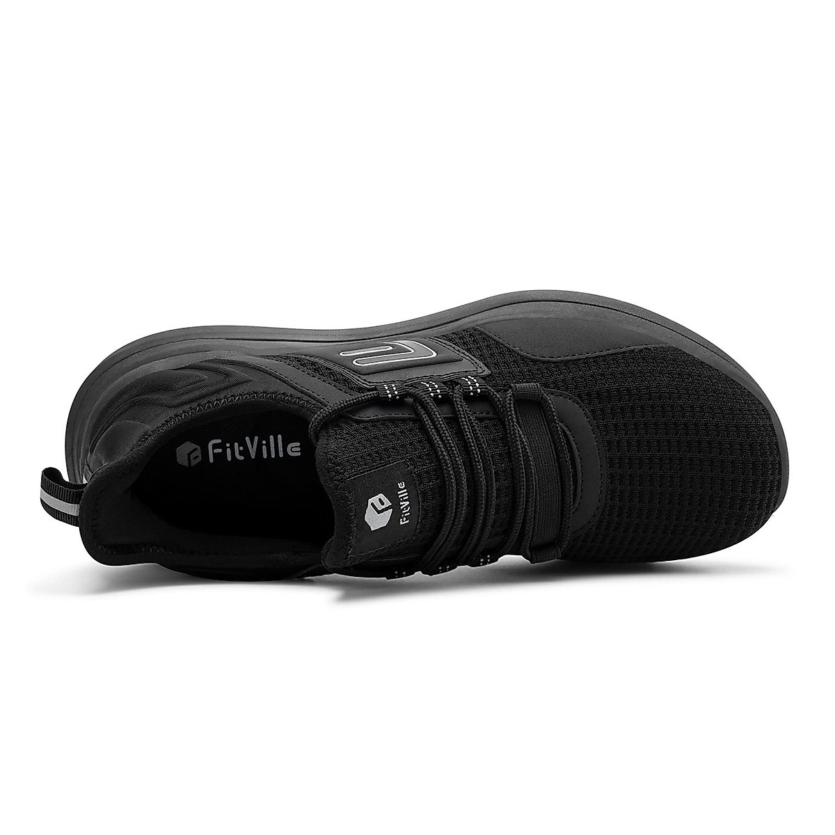 FitVille Women's Extra Wide Sneakers Road Running Walking Athletic Shoes with Wide Toe Box - Fresh Core(Black,8.5 X-Wide)