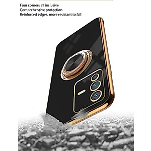 Compatible with vivo V23 Case Silicone Shockproof vivo V23 Phone Cases for Women Anti-Scratch Cute TPU Protective Case with Ring (vivo V23, Black)