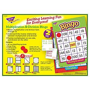 Trend Enterprises: Multiplication & Division Bingo Game, Exciting Way for All to Learn, 2 Games in One! Play 8 Different Ways, Great for Classrooms and at Home, 2 to 36 Players, for Ages 9 and Up