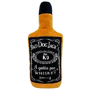Huxley & Kent H&K for Dogs Power Plush | Bad Dog Jack's Whiskey (Small) | Funny Dog Toy | Dog Toy with Squeaker | Dog Gift | Fun, Durable, and Safe | Squeaky Dog Toy