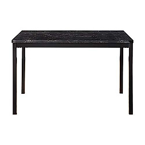 Lexicon Malaya Metal Dining Table with Faux Marble Top, 48" x 30", Black