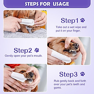 OUYOFI Teeth Cleaning Finger Wipes for Dogs & Cats, Reduces Tartar & Freshens Breath Finger Wipes，Natural Mild Ingredients,Disposable Pet Teeth Clean Finger Wipes-50PCS