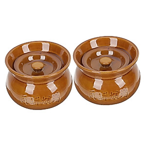Veemoon 2pcs Ceramic Stew Pot Braised Ceramics Stew Bowl