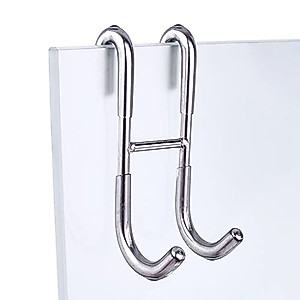 Hallyware Shower Door Hooks SUS 304 Stainless Steel Bathroom Frameless Glass Shower Door S Hooks for Hanging Coat ,Towel,Bathrobe,Squeegee,Loofah,Shaver (Silver,3-Pack)