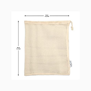 Pretty Wallaby| Onion&Potato Reusable Mesh Bags| Vegetable Storage Bags| 100% Cotton| Set of 3 X-Large Bags&1 Large Linen Bread Bag