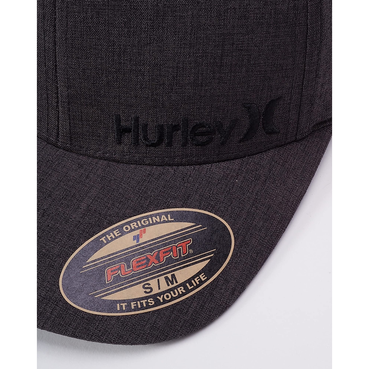 Hurley Men's Caps - Flexfit Curve Bill Baseball Cap - Summer Hats for Men (S-XL), Size Large-X-Large, Grey Black