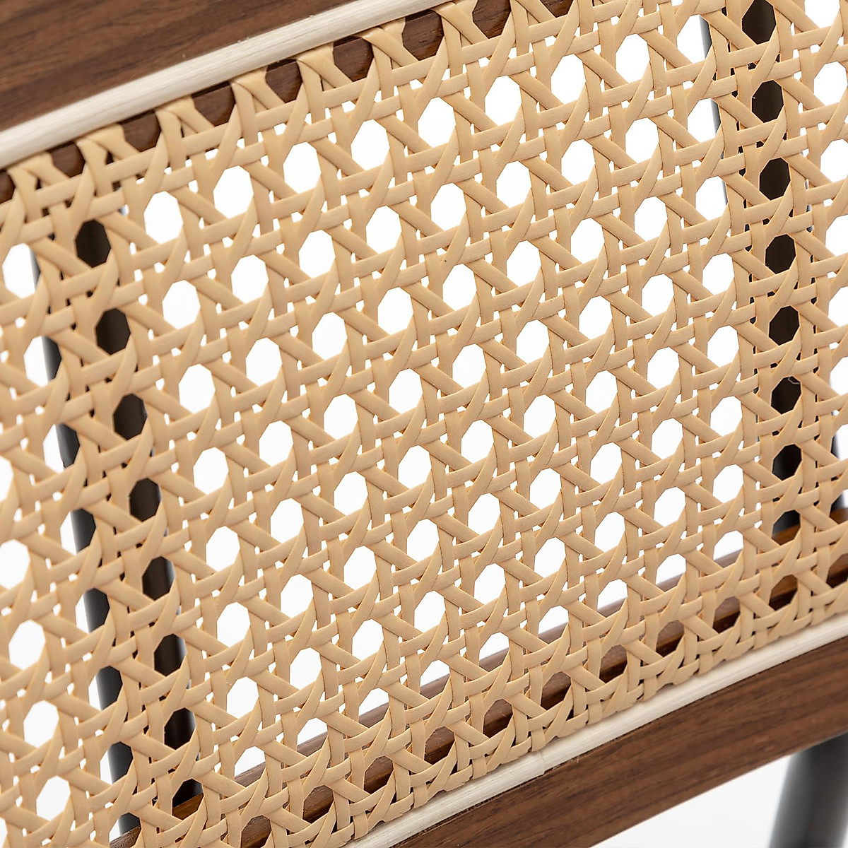 YOUUGIOR 26" Rattan Bar Stools Set of 2, Linen Fabric Counter Height Swivel Barstools with Rattan Backrest and Wooden Legs,Armless Mid Century Modern Bar Chairs for Kitchen/Dining Room/Bar(Beige)