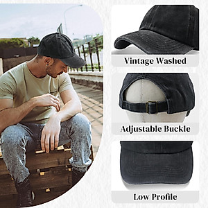 JYxingchi 2 PCS Vintage Washed Distressed Baseball Cap Adjustable Dad Golf Hat Low Profile Twill Hat Black+Khaki