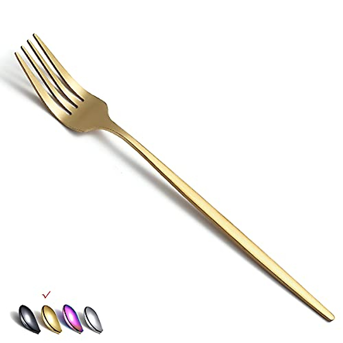 Matt Gold Dinner Forks 6 Piece, Stainless Steel 8.4'' Forks Silverware Set, Dessert Forks, Table Forks, Salad Forks for Home, Kitchen or Restaurant, Dishwasher Safe