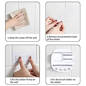 Kilolemo Wall Mounted Makeup Brush Holder Small Storage Organizer Adhesive Wall Storage Holder Hanging Container Toothbrush Storage Rack for Badroom Bathroom Kitchen（White）