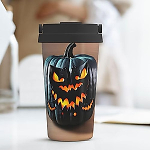WANGXUEE halloween Bat Pumpkin Print 500ml Stainless Steel Travel Tumbler Double Wall Vacuum Insulated Coffee Mug