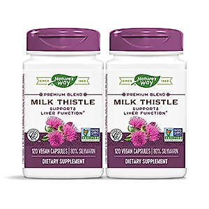 Nature's Way Standardized Milk Thistle 80% Silymarin per serving, TRU-ID Certified, Non-GMO Project Verified, Vegetarian, 120 Vegetarian Capsules, Pack of 2