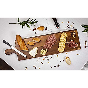 BirdRock Home 31.5” Acacia Wooden Cheese Serving Board with Handle - Large - Extra Long - Party Charcuterie for Appetizers Food Kitchen Platter - Bread Meat Fruit Display - Natural Wood - Espresso