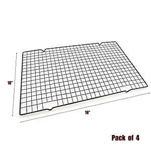 foxwelkin Baking Rack Cooling Rack,Size 16"x 10" - Cool Cookies Cakes Breads - Heavy Duty Commercial Quality Wire Rack (4 pack)