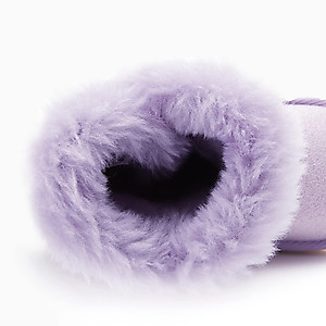 Weestep Wood Button Warm Shearling Winter Lightweight Snow Boots(7 Toddler, Purple)