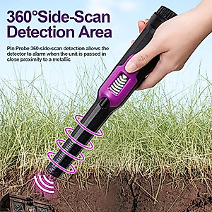[2022 Newest] Metal Detector, LED Display Metal Detector Pinpointer, Handheld Pin Pointer Metal Detector, IP68 Full-Waterproof Underwater, Treasure Hunting Tool for Kids, Adults (HS-16 Purple)
