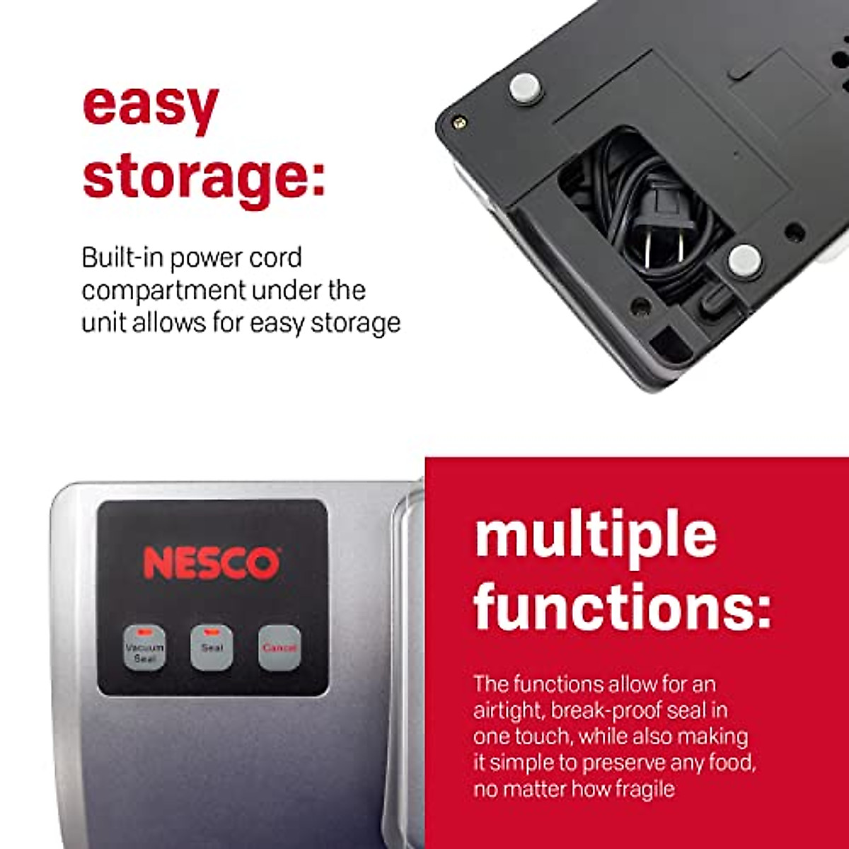 Nesco VSS-01 Automatic Food Vacuum Sealer with Digital Scale and Bag Starter Kit, Silver