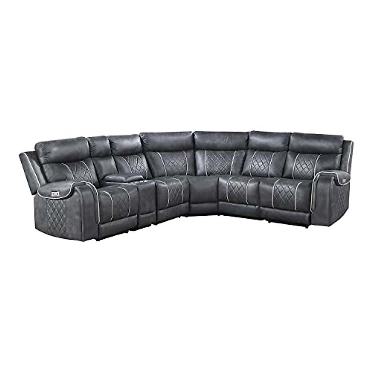 Lexicon Hartley Wall-Hugger Modular Power Reclining Sectional Sofa, All Chairs, Gray
