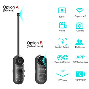 Hidden Spy Camera, 1080P WiFi Mini Camera Portable Wireless Security Cameras with 2 Lenses Motion Detection Night Vision Remote View for Home Surveillance Video Recorder Covert Nanny Cam(2021 Design)
