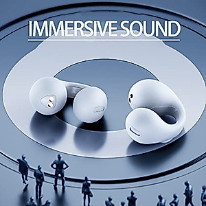 Peticehi Wireless Ear Clip Bone Conduction Headphones, Open Ear Headphones for iPhone Android, for Running Bicycle Sports Earbuds (Black)