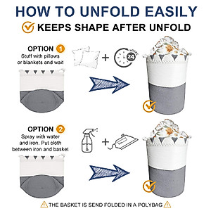 TerriTrophy XXXXLarge Cotton Rope Blanket Basket 22in x 22in x 16in Woven Laundry Hamper Storage Basket for Towel, Toys, Diaper, Laundry Basket