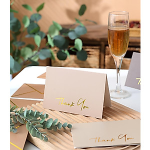 Heavy Duty Thank You Cards with Envelopes - 36 PK - Gold Thank You Notes 4x6 Inches Baby Shower Thank You Cards Wedding Thank You Cards Small Business Graduation Funeral Bridal Shower (Brown)