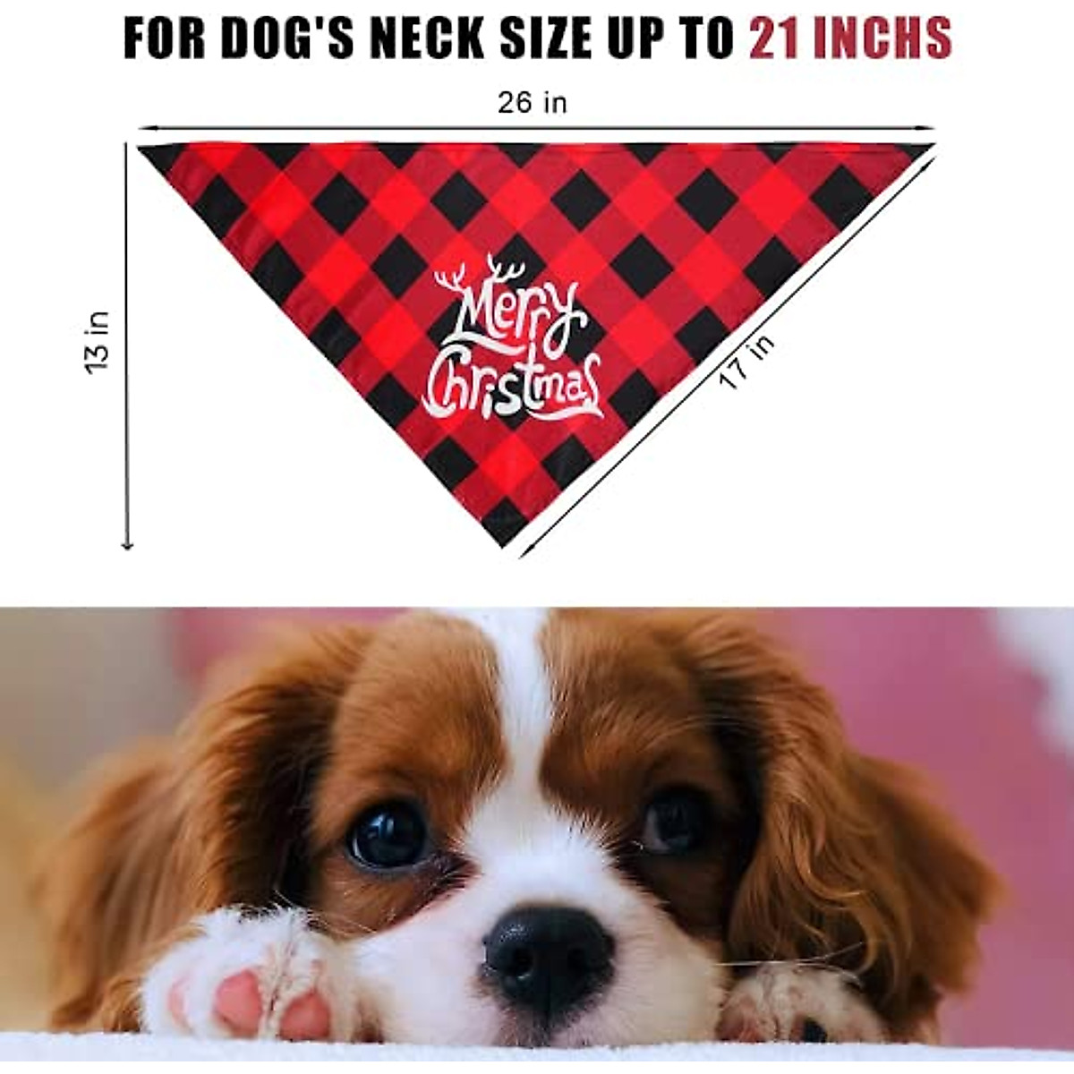 CIIVURR 4 Pack Dog Christmas Bandanas Classic Plaid Pet Scarf Triangle Bibs Kerchief Red Green Dog Gift, Merry Christmas Santa‘s Favorite Print Adjustable Nylon Dog Bandanas for Puppy Cats Pets