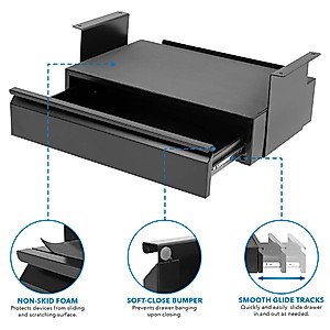 Mount-It! Under Desk Pull-Out Drawer Kit with Laptop and Tablet Shelf | Office Storage Organizer | Mounts to Desktops Tables and Workbenches Over 0.71 Inches Thick | Matte Black