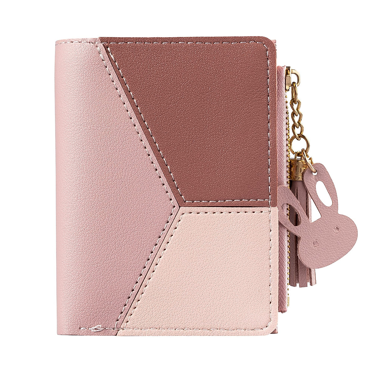 MIPAHI Simple Short Women's Zipper Wallet With Tassels,Leather Large-Capacity Card Holder Coin Purse for Women 4.7 * 3.5 * 0.6 inch