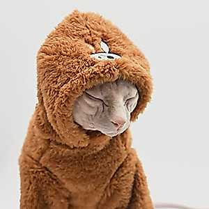 Sphynx Cat Sweater Warm Thickened Knitted Stratch Hairless Cat Clothes Cat Vest for Devon,Cornish,Peter Bald, Small Kitten (Medium)