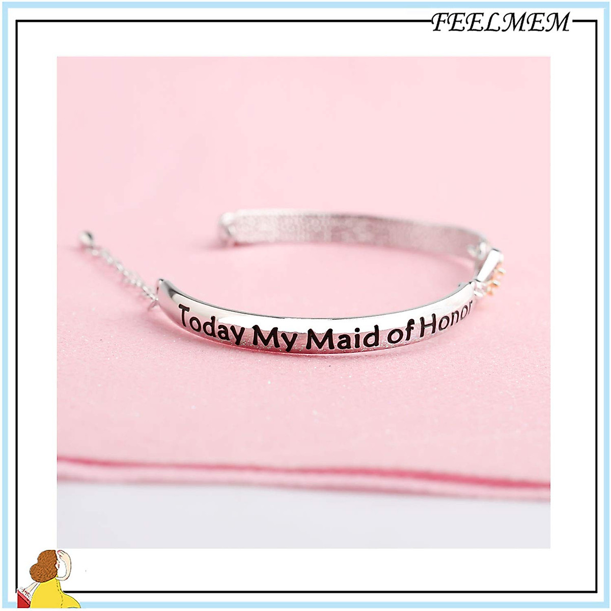 FEELMEM Bridesmaid Jewelry Today My Maid of Honor Forever My Best Friend Sunflower Bracelet Bridesmaid Proposal Gift
