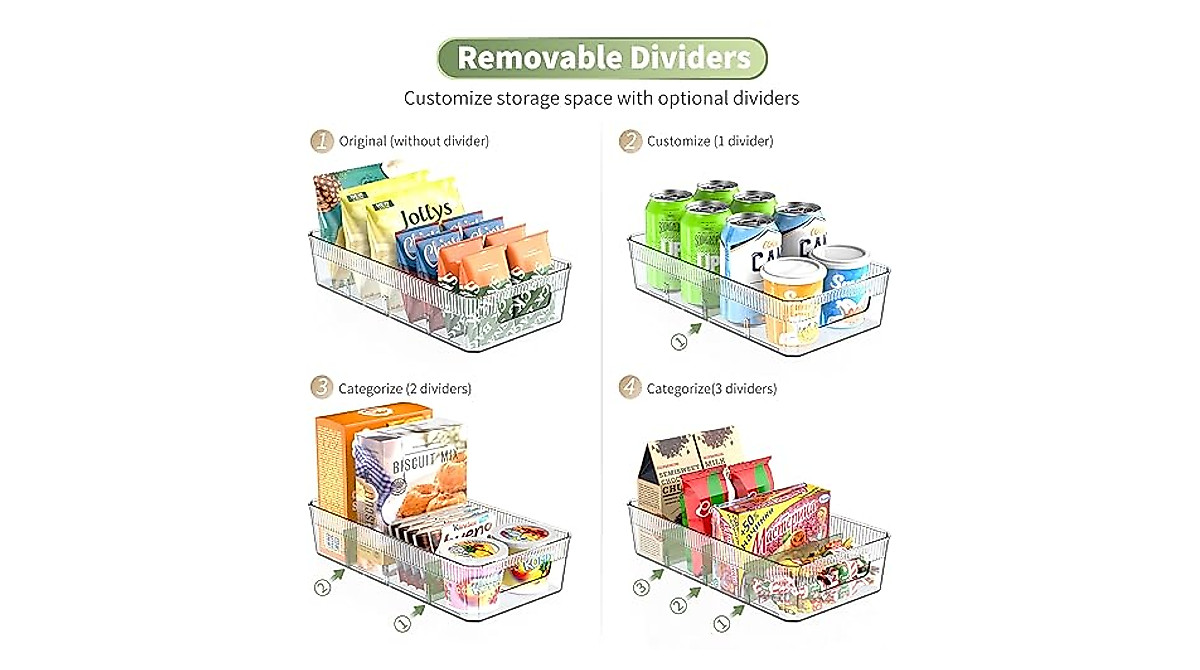8 Pack Food Storage Organizer Bins for Clutter-Free Pantry