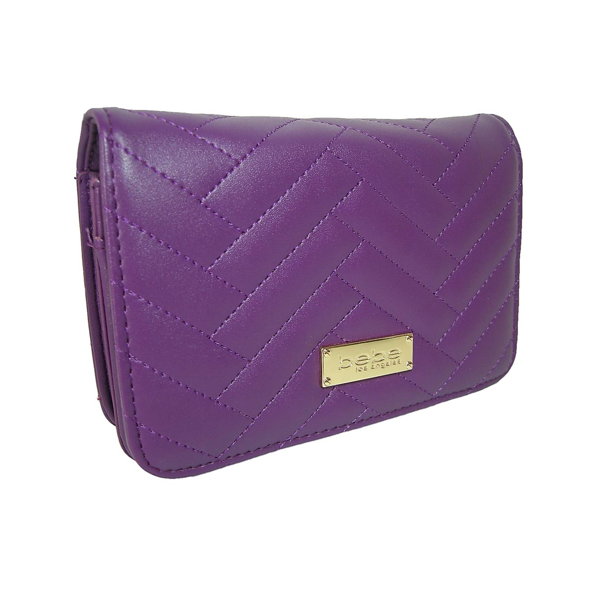 New BEBE Logo Purse Hand Bag Crossbody or Clutch Removable Chain Strap Purple