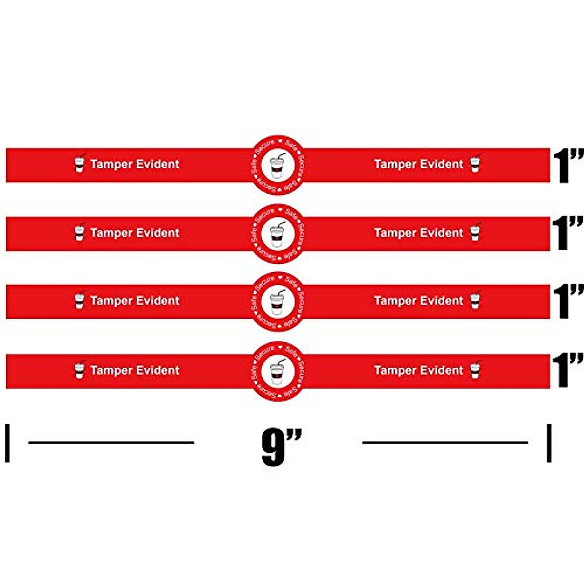Safe Secure Tamper Evident Seals Stickers for Drink Lids 1" x 9" - 500 Pcs Food Delivery Stickers Sealed for Freshness Labels Drink Food Seal Stickers