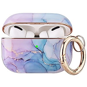 OLEBAND Airpods Pro 2 Case 2022 with Cute Pattern for Women and Girls, Hard Protective Cover for Apple iPods Pro 2nd Generation Case,LED Visible,Watercolor Marble