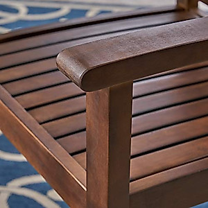 Christopher Knight Home Noe Outdoor 7-Piece Acacia Wood Dining Set, Dark Brown and White