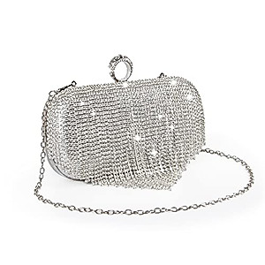SUKUTU Women Tassel Evening Clutch Bag Luxury Rhinestones Party Prom Purse Handbag With Detachable Chain