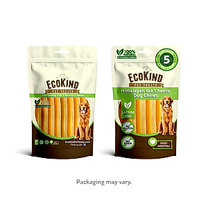 EcoKind Himalayan Gold Yak Cheese Dog Chew for Large Dogs, Healthy Dog Treats, Odorless, Long Lasting Dog Bones for Dogs, Rawhide Free, Made in The Himalayans, Large (Pack of 5)
