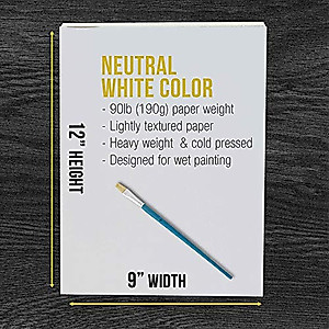 U.S. Art Supply 9" x 12" Premium Heavyweight Watercolor Painting Paper Pad, Pack of 2, 24 Sheets Each, 90 Pound (190gsm) - Cold Pressed, Acid-Free, Wet, Dry & Mixed Media - Artists, Students, Adults