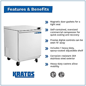 Kratos Refrigeration 69K-767 Commercial 29" W Undercounter Refrigerator, 1 Door