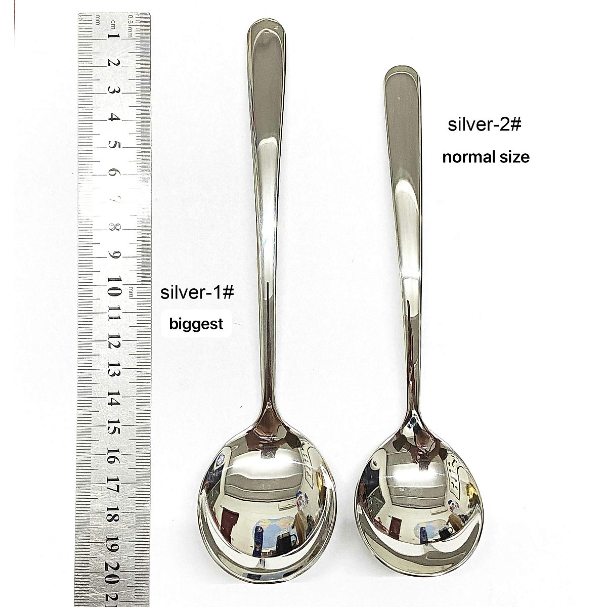 Soup Spoons 6-Pack 18/10 Stainless Steel Big, Large and Heavy Duty Round Spoons Elegance Series 7.7 Inch Long 2.2 Ounces Weight by IRONX (biggest soup spoons)