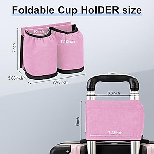 Luggage Cup Holder for Suitcases Free Hands, Travel Accessories, Luggage Cup Caddy Gifts, Beverage Holder, Universal Luggage Accessories for Flight Attendants, Business Travelers, Pink