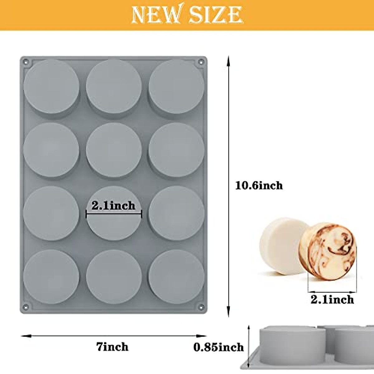 2PCS 12Cavity Cylinder Silicone Mold/Round Soap Molds Handmade Shower Steamer Molds for Bath Bombs,Shower Tablets, Lotion Bars ,Beeswax,Candles