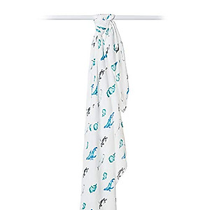 lulujo Baby Swaddle Blanket| Unisex Softest Bamboo Viscose Swaddle Blanket| Neutral Receiving Blanket for Girls & Boys 47in x 47in Whales