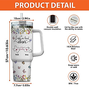 Wrappiness I Wish We Lived Closer Tumbler 40oz - Personalized 3D Inflated Effect Tumbler Long Distance Friendship - Custom State to State Mug Going away Gift (A12, 2 People)