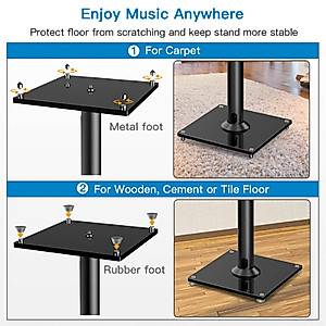 PERLESMITH Universal Floor Speaker Stands for Surround Sound up to 22LBS, 28 Inch Bookshelf Speaker Stand for Klipsch, Polk, Yamaha & Other Large Satellite, Bookshelf Speakers, Studio Monitors,1 Pair